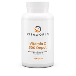 vitaworld Vitamin C 500 Depot | 120 Kapseln | mit Langzeitwirkung | hochdosiert | vegan