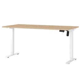 Pharao24.de H&ouml;henverstellbarer Schreibtisch Laptopschreibtisch in Eichefarben und Wei&szlig;