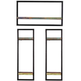 Pharao24.de Wandregal H&auml;ngeregal im Shabby Chic Stil in Bunt (dreiteilig)