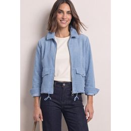 Street One Damen Cordjacke, blau, Gr. 42, Cord, Obermaterial: 100% Baumwolle. Futter: 100% Polyester, Jacken, Tunnelzug am Saum