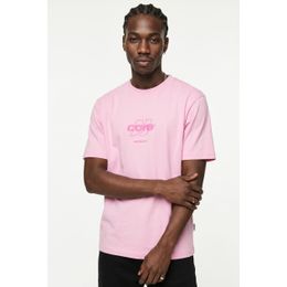 Jack & Jones JACK & JONES Herren T-Shirt "JCOCLUB FRONT PRINT TEE SS CREW SN", rosa, Gr. L, bedruckt, Jersey, Obermaterial: 100% Baumwolle, Shirts, mit Print