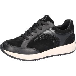 Waldl&auml;ufer WALDL&Auml;UFER Damen Sneaker "H-Belly", Gr. 9,5, schwarz, Nappaleder, Textil, Veloursleder, Schuhe, Schn&uuml;rschuh, Komfortschuh, Glitzersteine, in