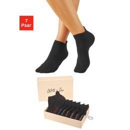 Lascana Herren Sneakersocken "f&uuml;r Damen mit eingestricktem Markenlogo", Gr. 35, schwarz, Baumwollmischung, unifarben, Socken, in ansprechender