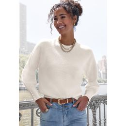 Lascana Damen Rundhalspullover, wei&szlig;, Gr. 32, unifarben, Strick, Obermaterial: 52% Polyester, 44% Polyacryl, 4% Elasthan, Pullover, mit Zierkn&ouml;pfen,