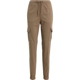 Urban Classics Damen Stoffhose "Urban Classics Damen", beige, Gr. L, unifarben, 98% Baumwolle, 2% Elasthan, Hosen