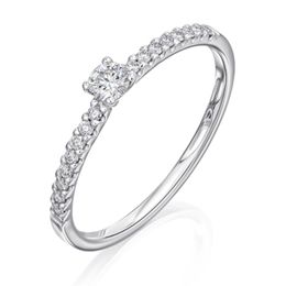 ONE ELEMENT Damen Diamantring "0,25 ct Diamant Brillant Memoire", 54, 0,25, Diamanten Gold Wei&szlig;gold 585, silber, Diamanten, Gold, Wei&szlig;gold 585,