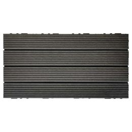 Prestige Home Terrassenfliese WPC Puerto Picolo 60X30Cm 6-Er Set, Anthrazit, Holzwerkstoff, 30x2.4x60 cm, witterungsbest&auml;ndig, Gartenzubeh&ouml;r, Terrassen- & Balkonb&ouml;den, Terrassenfliesen