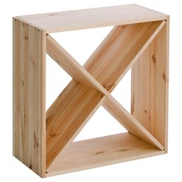 zeller Present Weinregal, Natur, Holz, Kiefer, Hartholz, 52x52x25 cm, individuell erweiterbar, stapelbar, nachhaltig, nachwachsender Rohstoff, K&uuml;chen, K&uuml;chenm&ouml;bel, K&uuml;chenregale