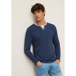 MAN'S WORLD MAN'S WORLD Herren Rundhalsshirt "Neue Kollektion", blau, Gr. M, unifarben mit Farbeinsatz, Single Jersey, Obermaterial: 100% Baumwolle. Einsatz: