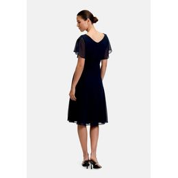 Vera Mont Damen Cocktailkleid "Damen kurzarm", blau, Gr. 46, Chiffon, Obermaterial: 100% Polyester. Futter: 100% Polyester, Kleider, Raffung