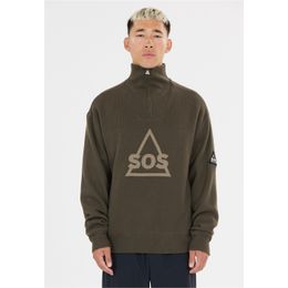SOS Herren Langarmshirt "Tignes", braun, Gr. XL, unifarben, 50% Wolle, 50% Polyester, Shirts, mit hochabschlie&szlig;endem Kragen