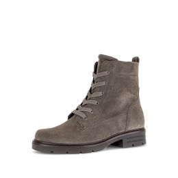 Gabor Damen Schn&uuml;rstiefelette, Gr. 41, grau, Veloursleder, unifarben, Schuhe, Blockabsatz, Schn&uuml;rboots mit Anziehlasche