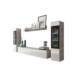 M&ouml;bel Kraft Wohnwand grau Ma&szlig;e (cm): B: 240 H: 130 &raquo; M&ouml;bel Kraft