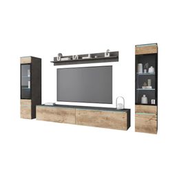 M&ouml;bel Kraft Wohnwand grau Ma&szlig;e (cm): B: 240 H: 130 &raquo; M&ouml;bel Kraft
