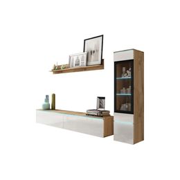 M&ouml;bel Kraft Wohnwand holzfarben Ma&szlig;e (cm): B: 210 H: 130 &raquo; M&ouml;bel Kraft