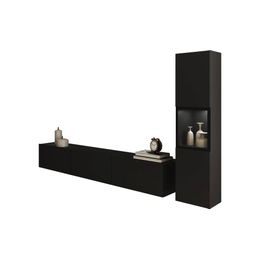 M&ouml;bel Kraft Wohnwand schwarz Ma&szlig;e (cm): B: 210 H: 130 &raquo; M&ouml;bel Kraft