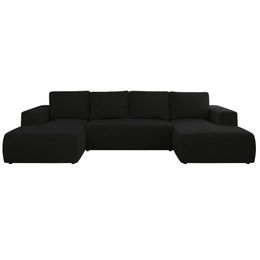 M&ouml;bel Kraft Wohnlandschaft mit Schlaffunktion Trentino schwarz Ma&szlig;e (cm): B: 334 H: 91 &raquo; M&ouml;bel Kraft