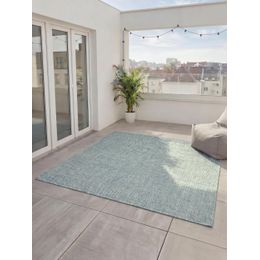 benuta Basic In- & Outdoor-Teppich Iowa Blau 300x300 cm - Teppich f&uuml;r Balkon, Terrasse & Garten