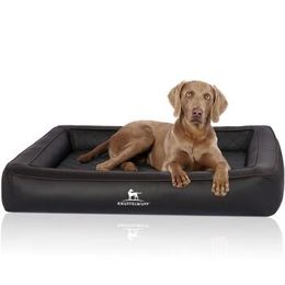 Knuffelwuff Orthop&auml;disches Hundebett aus Laser gestepptem Kunstleder Hampstead schwarz XXL
