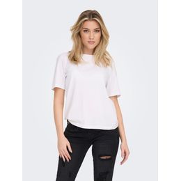 Only Damen Kurzarmshirt "ONLOnly S/S TEE JRS NOOS", wei&szlig;, Gr. S, unifarben, Jersey, Obermaterial: 100% Baumwolle, Shirts, regular fit, casual, Single