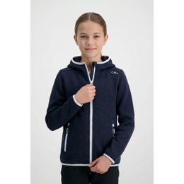 CMP M&auml;dchen Strickfleecejacke "KID G JACKET FIXED HOOD", blau, Gr. 164, Strick, Obermaterial: 100% Polyester, Jacken, mit Kapuze, w&auml;rmeisolierend,