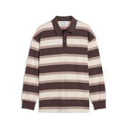 Puma Herren Poloshirt "Wardrobe Essentials Langarm-Rugbypolo Herren", braun, Gr. S, gestreift, Obermaterial: 100% Baumwolle. Rippe: 71% Baumwolle,
