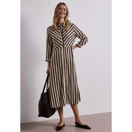 Street One Damen Midikleid, braun, Gr. 40, gestreift, Web, Obermaterial: 100% Viskose, Kleider, gemustert, figurumspielend