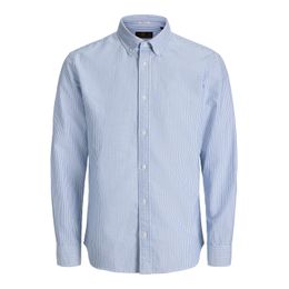 Jack & Jones JACK & JONES Herren Langarmhemd "JPRBLUHARVEY OXFORD L/S SHIRT SN", blau, Gr. XXL, gestreift, Web, Obermaterial: 100% Baumwolle, Hemden, Baumwolle,