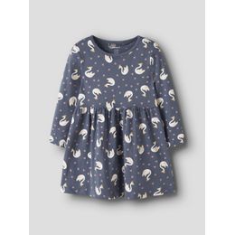 name it M&auml;dchen Jerseykleid "NMFVILISA LS DRESS"vintage indigo aop:swan princess, Gr. 92, bedruckt, Jersey, Obermaterial: 100% Baumwolle, Kleider,