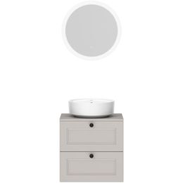 Nobilia Badm&ouml;bel-Set &raquo;Cascada&laquo; Set, inkl. Aufsatzwaschbecken und beleuchtetem Spiegel mit Touch-Sensor, 2 Stk. tlg. B/H/T: 60cmcm x 172cmcm x 48,2cmcm