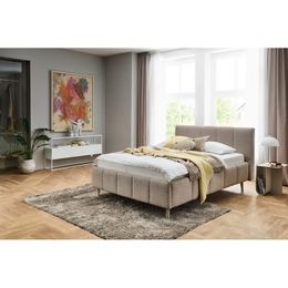 Meise M&ouml;bel meise.m&ouml;bel Polsterbett &raquo;ALVA wahlweise mit Lattenrost, Breiten: 140, 160 & 180cm&laquo; Fu&szlig;farbe: sand beige Liegefl&auml;che L&auml;nge B: 200cm x 140cm, Stoffbezug