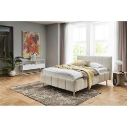 Meise M&ouml;bel meise.m&ouml;bel Polsterbett &raquo;ALVA, wahlweise mit Lattenrost, Breiten: 140, 160 & 180cm&laquo; Fu&szlig;farbe: eichefarbend beige Liegefl&auml;che L&auml;nge B: 200cm x 140cm, 