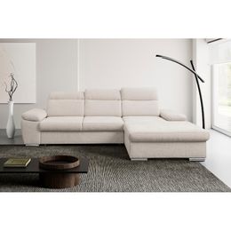 WERK2 Ecksofa &raquo;Palma 282 x 185 cm modern und bequem&laquo; Chenille, L-Form, XXL, Schlaffunktion, Bettkasten beige B/H/T: 282cm x 88cm x 185cm, Chenille, 