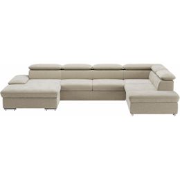 Sit & More sit&more Wohnlandschaft &raquo;Valantine U-Form, B: 349 cm&laquo; mit Arm- & Kopfteilverstellung, optional mit Schlaffunktion beige 100% Polyester B/H/T: 349cm x 