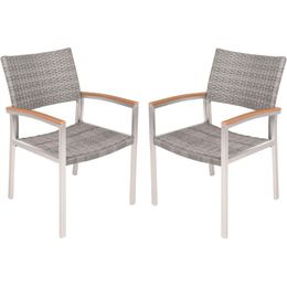 Garden Pleasure Stapelstuhl &raquo;LIVORNO&laquo; (Set) 2 Stk.Armlehne aus Non-Wood grau Aluminium, Kunststoff B/H/T: 60cm x 84cm x 55cm, 2 Stk.