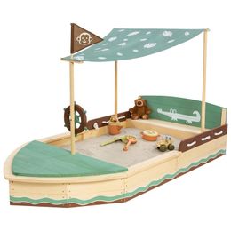 Muddy Buddy Sandkasten &raquo;Jungle King&laquo; natur - salbei - mokka gr&uuml;n Massivholz B/H/L: 110cm x 120cm x 195cm