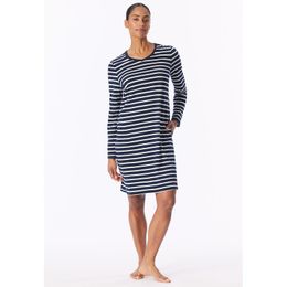 Schiesser Damen Nachthemd &raquo;Casual Essentials&laquo; Packung, Au&szlig;entaschen mit leichtem V-Ausschnitt blau 44, N-Gr