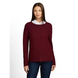 Tom Tailor Damen Tom Tailor Strickpullover &raquo;Regular&laquo; mit Rundhals und Rollkanten rot XL
