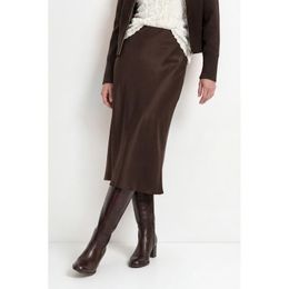 Richroyal Damen RICHROYAL Satinrock in Midi-L&auml;nge, High Waist braun S