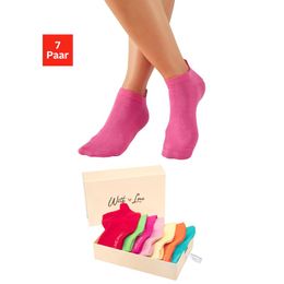 Lascana Damen Lascana Sneakersocken &raquo;f&uuml;r Damen mit eingestricktem Markenlogo&laquo; Box, Box, 7 Paar tlg. in ansprechender Geschenkbox bunt 39-42