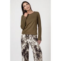 monari Damen Langarmshirt &raquo;Shirt Basic Schmuck&laquo; Regular fit mit Rundhalsausschnitt braun 38