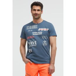 CAMP DAVID Herren Rundhalsshirtharbour blau, Gr. S, bedruckt, Single Jersey, Material: 100% Baumwolle, Shirts, aus Baumwolle