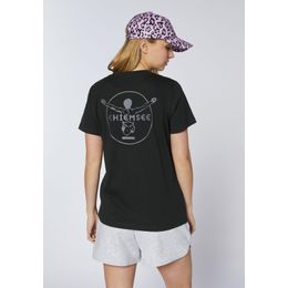 Chiemsee Damen T-Shirt, schwarz, Gr. M, unifarben, 100% Baumwolle, Shirts, - mit gro&szlig;em Backprint
