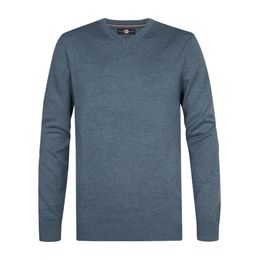 Herren V-Ausschnitt-Pullover "V-Neck Basi", blau, Gr. XXXL, PETROL INDUSTRIES, Strick, Obermaterial: 50% Baumwolle, 50% Polyacryl, Pullover,