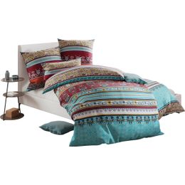 w&auml;schepur unisex Bettw&auml;sche t&uuml;rkis-terra-bedruckt Gr&ouml;&szlig;e 40x80/135x200 cm
