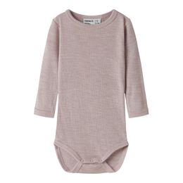 name it M&auml;dchen Langarmbody "NBNWAX WOOL RIB LS BODY NOOS", Gr. 62violet ice, Rippstrick, Obermaterial: 100% Wolle, unifarben, Bodys, aus reiner
