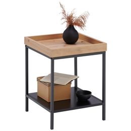 Xora Beistelltisch, Schwarz, Eiche, Metall, Holzwerkstoff, quadratisch, eckig, Flachrohr, 40x50x40 cm, Bsci, einfacher Aufbau, Wohnzimmer, Wohnzimmertische, Beistelltische, Beistelltische Metall