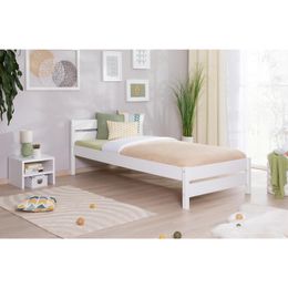 Ticaa Massivholz Einzelbett Bora Kiefer Wei&szlig;