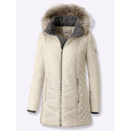 WITT Damen Steppjacke mit Kapuze mit Pelz-Imitat, sand, Gr&ouml;&szlig;e 48