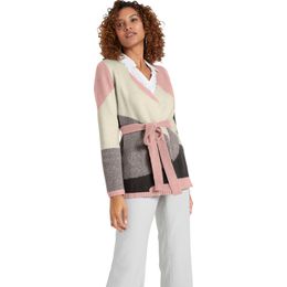 CR&Eacute;ATION L Damen Strickjacke mit Intarsien-Muster champagner-puder-gemustert Gr&ouml;&szlig;e 40